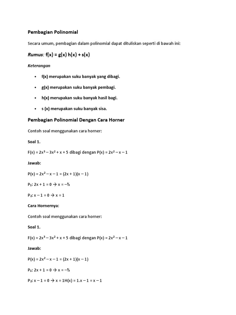 Pembagian Polinomial | PDF