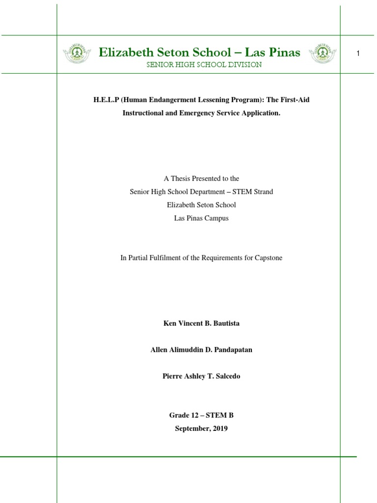 Capstone Chapter 1 | PDF | Mobile App | First Aid