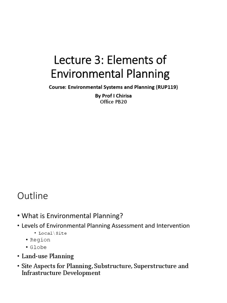Lecture 3 - Elements of Environmental Planning | PDF | Life Cycle ...