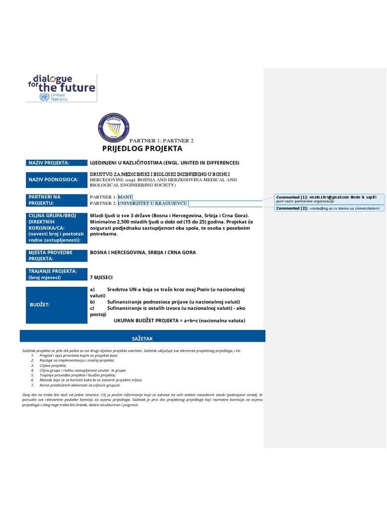 1 Obrazac Projektnog Prijedloga | PDF