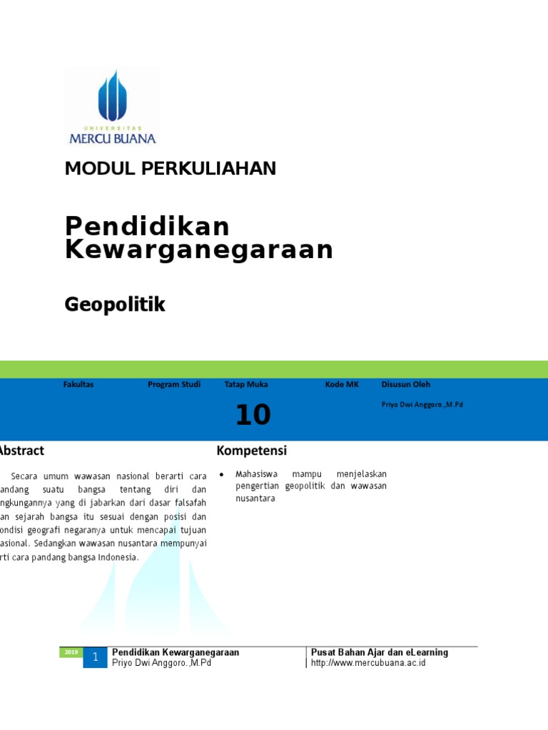 Modul 10 KWN Geopolitik | PDF | Politik