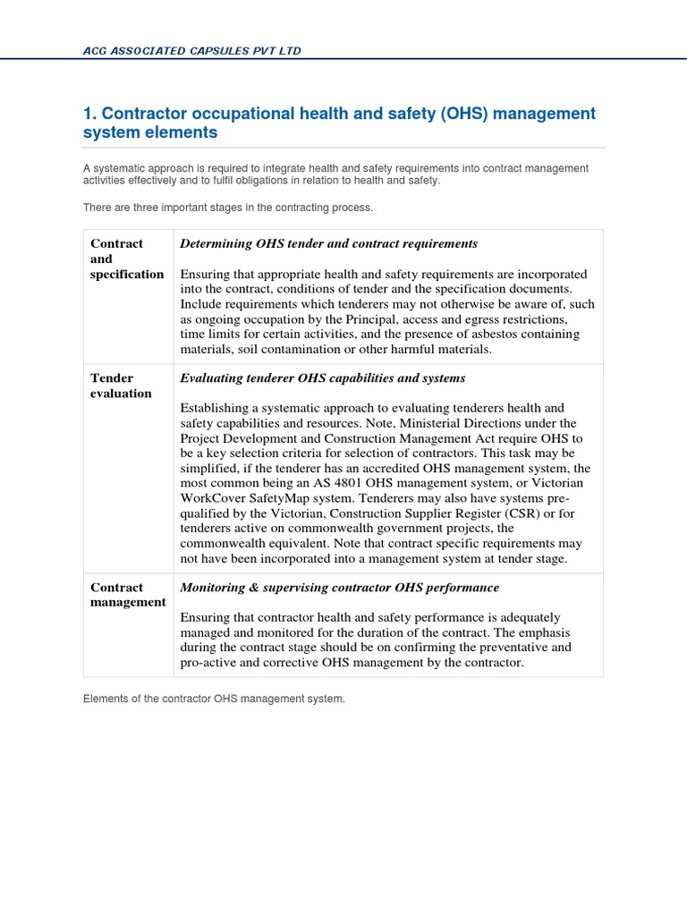 1contractor EHS Management Elements | PDF | Occupational Safety And ...