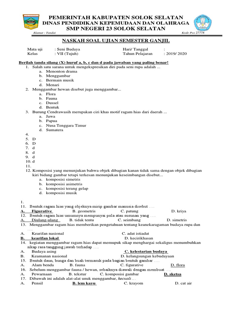 Naskah Soal US1 SBK | PDF