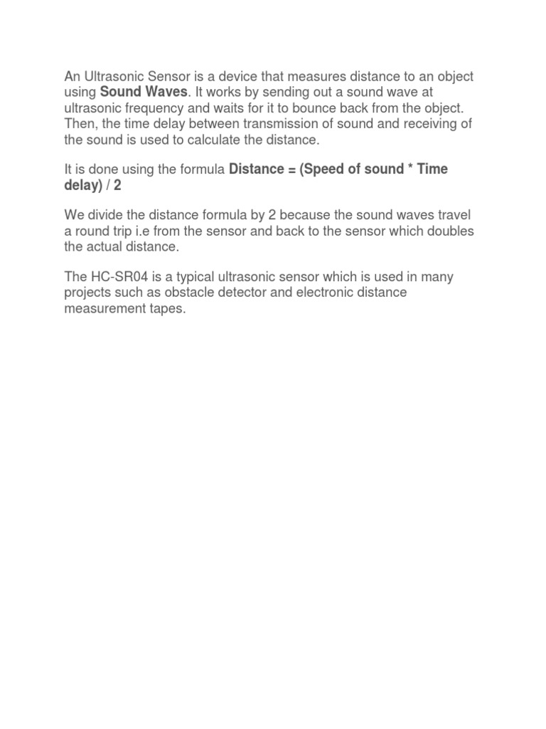 Ultrasonic Sensor | PDF