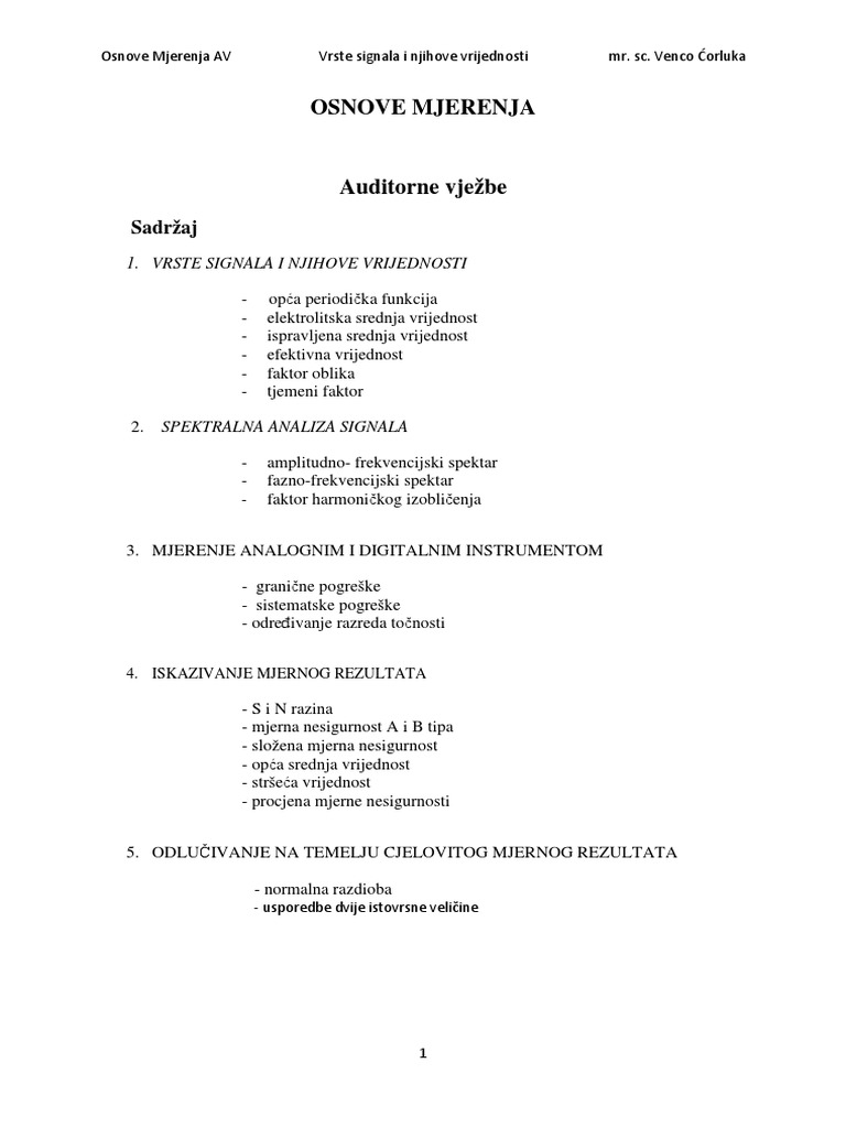 OM AV Vrste Signala | PDF