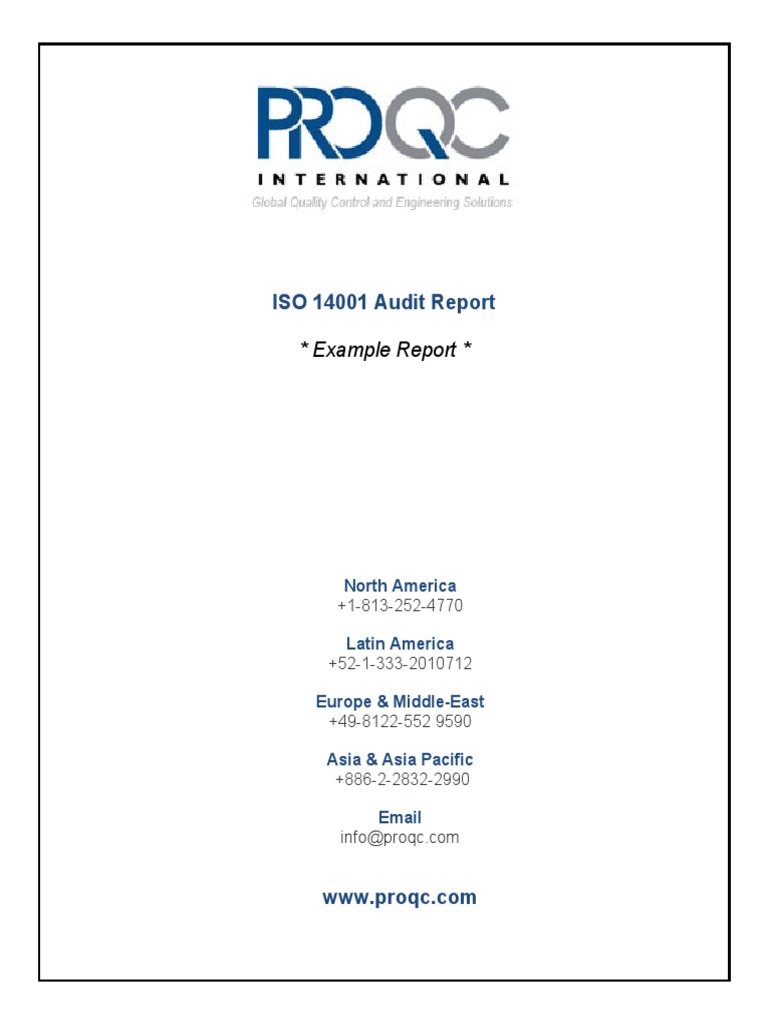 ISO 14001 Internal Audit Report Sample | PDF | Environmental Policy ...