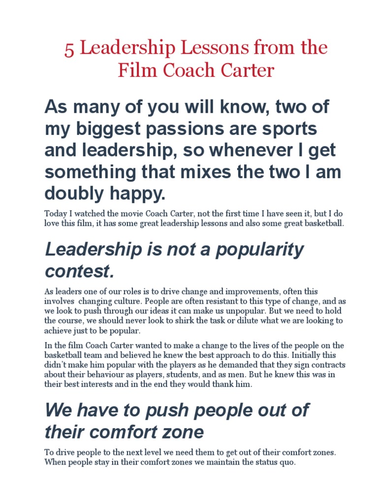Coach Carter | PDF | Leadership