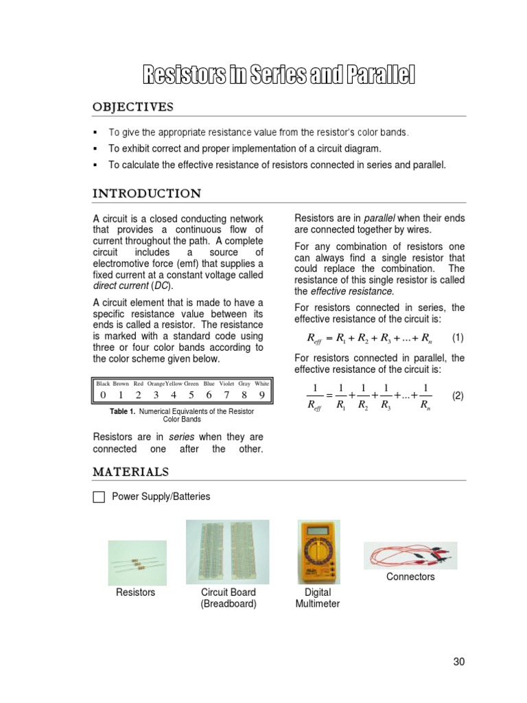 Resistors in Series and Parallel PDF | PDF | Series And Parallel ...