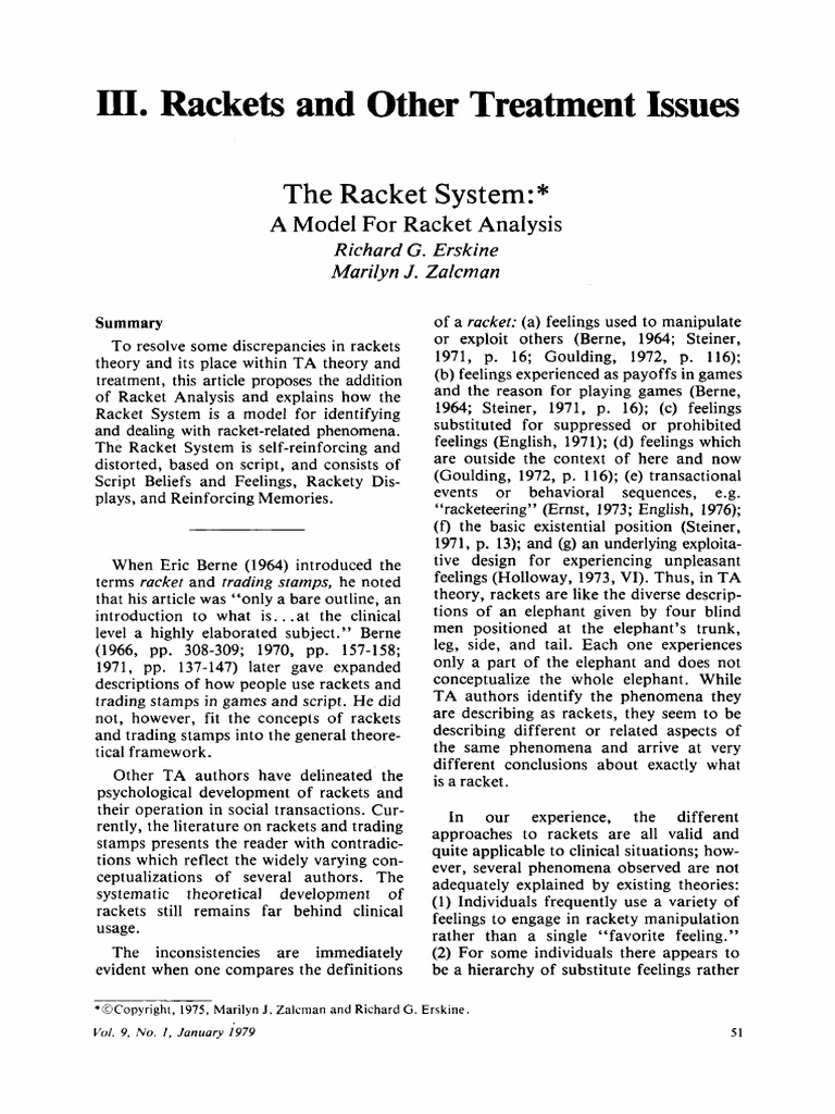 Racket System | PDF | Emotions | Psychotherapy