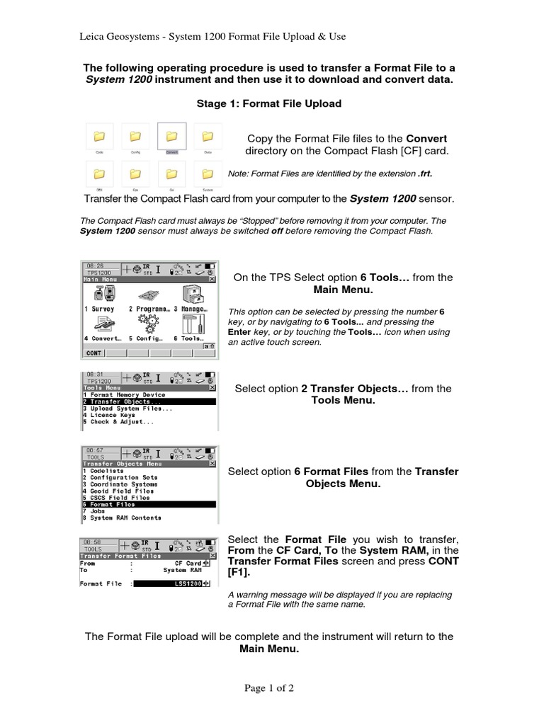 Opti Cal Quick Guide System 1200 Format File Load To Data Download | PDF | Menu (Computing ...