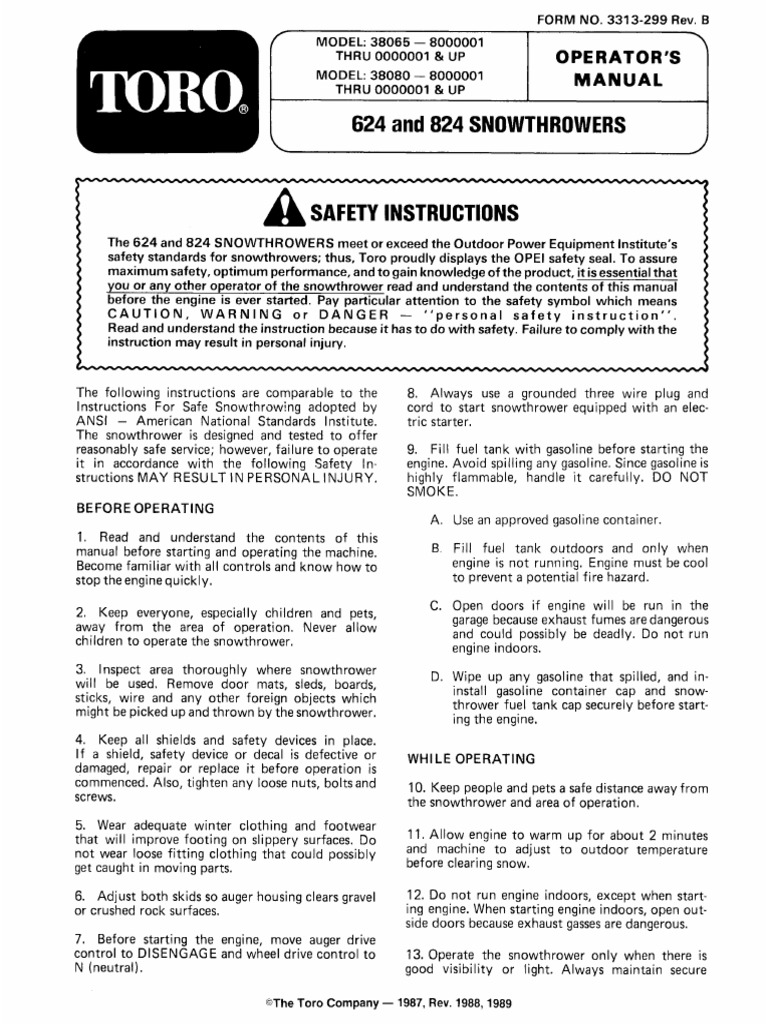 624 Toro Manual PDF | PDF