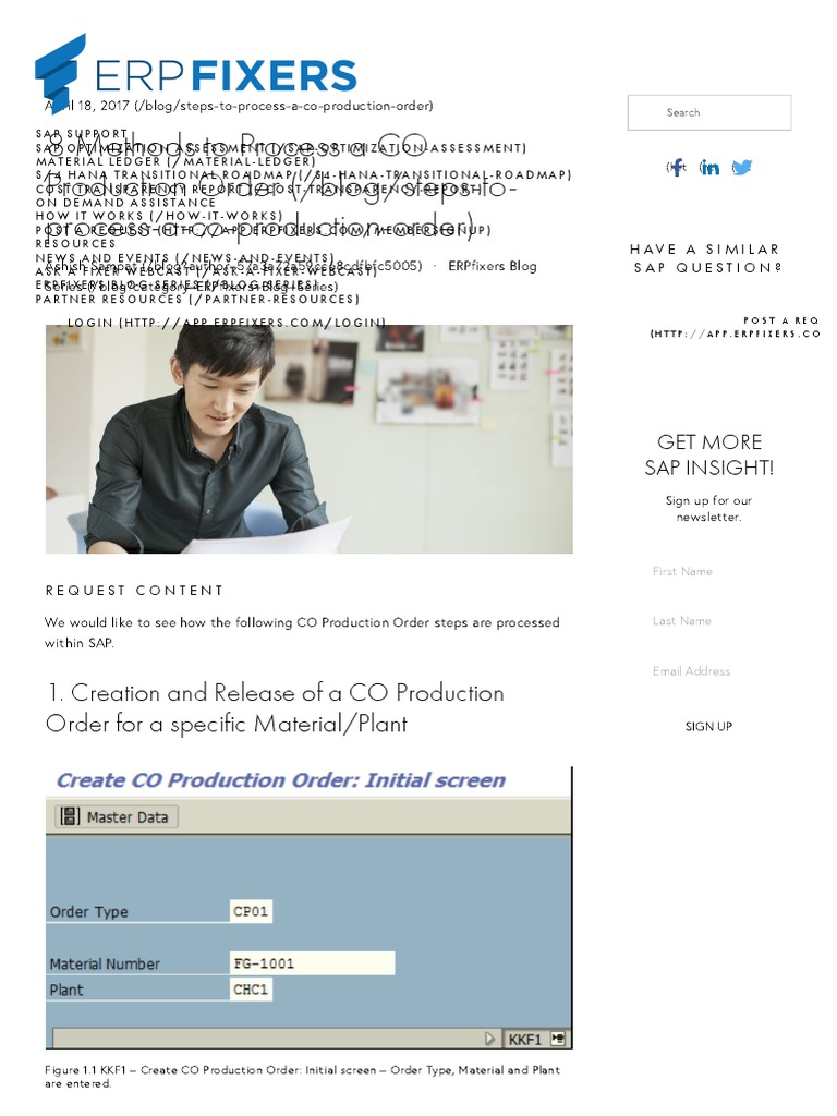 8 Methods To Process A CO Production Order | PDF | Sap Se | Hypertext ...