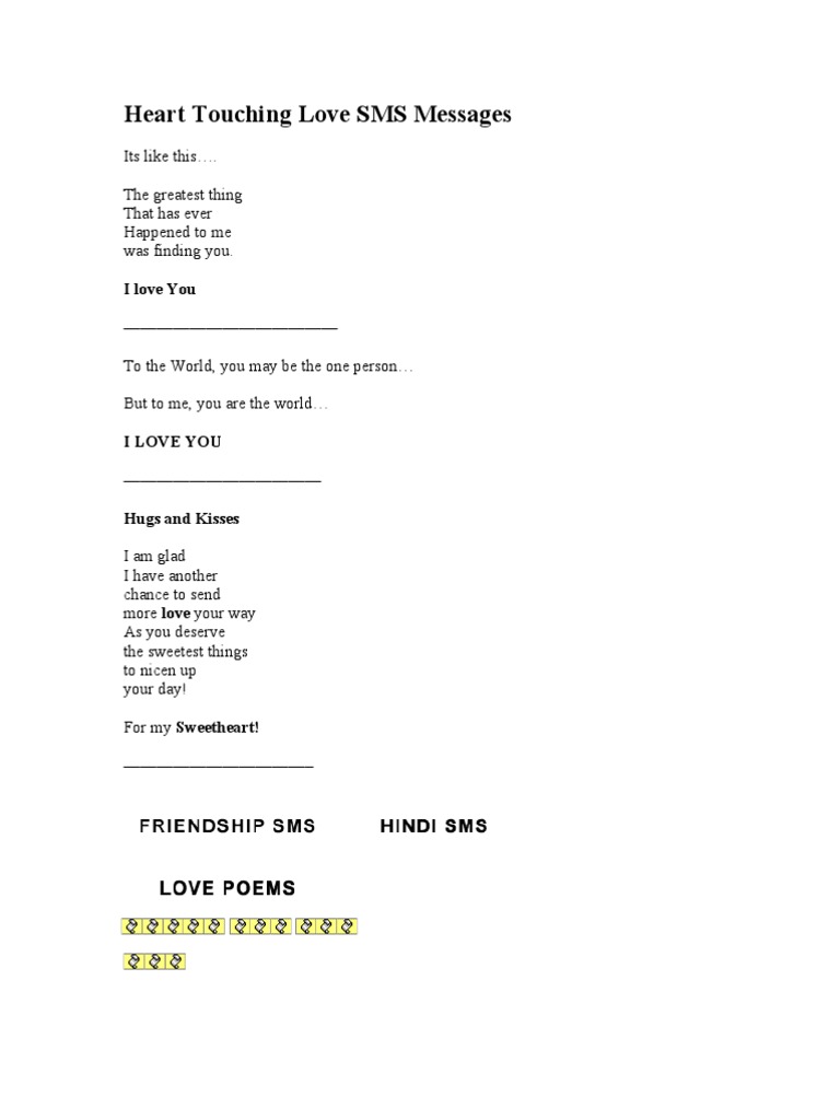 Heart Touching Love SMS Messages | PDF | Text Messaging