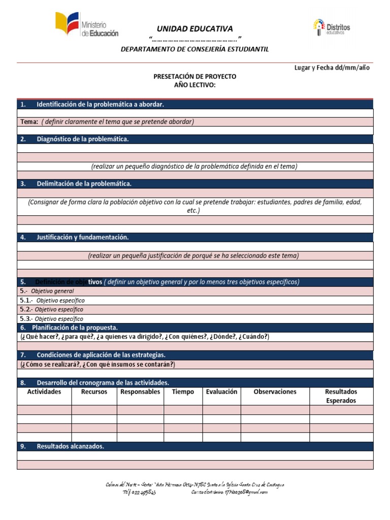 Formato de Proyectos | Descargar gratis PDF | Enseñando y aprendiendo ...
