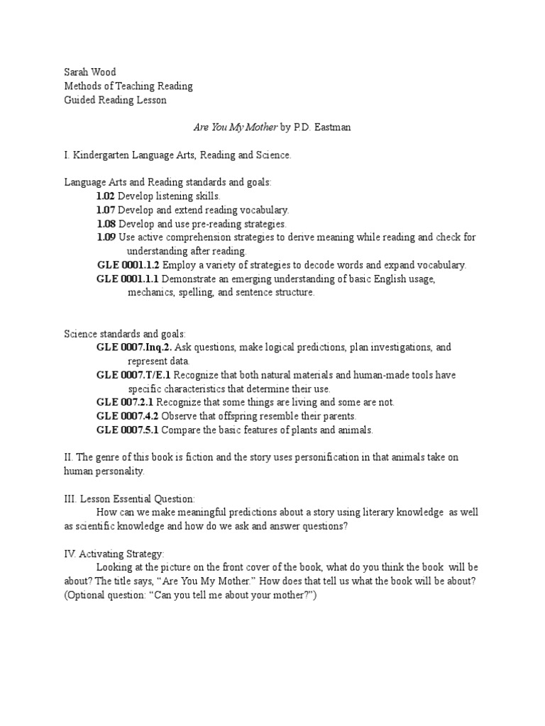My Mother-Lesson Plan | PDF | Reading Comprehension | Question