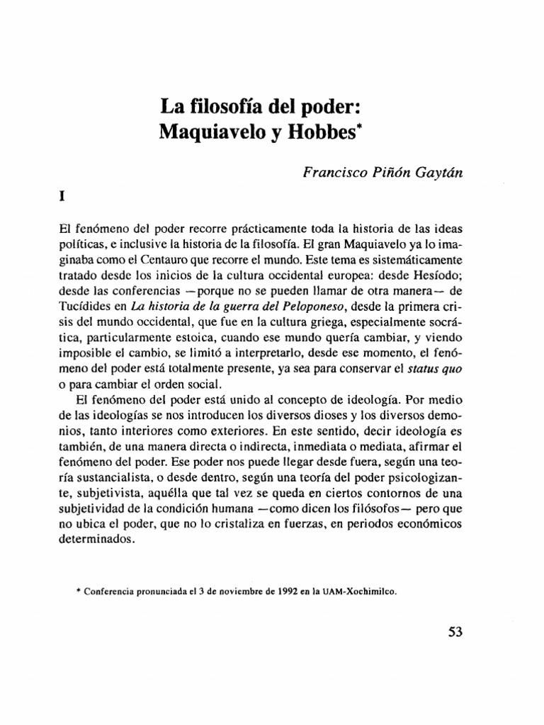 La Filosofia Del Poder PDF | PDF | Nicolás Maquiavelo | Thomas Hobbes