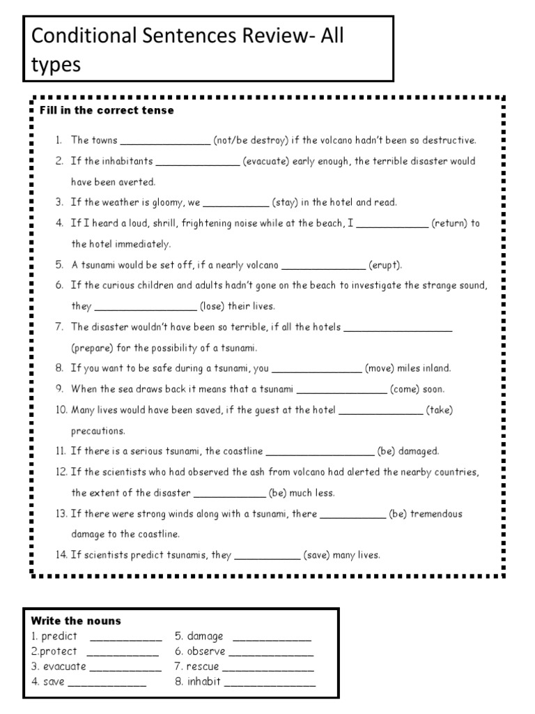 Conditional Sentences Practice Guide | PDF | Tsunami | Volcano