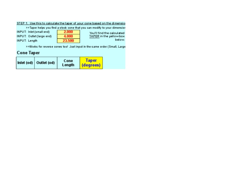 Cone Taper Calculation Guide | PDF