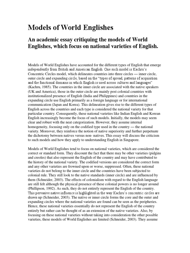 Models of World Englishes | PDF | English Language | Sociolinguistics