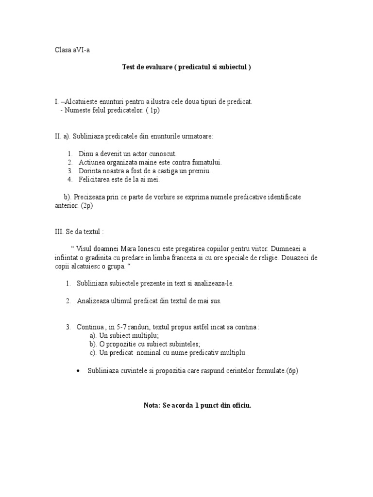 6 Pred Si Subiect | PDF