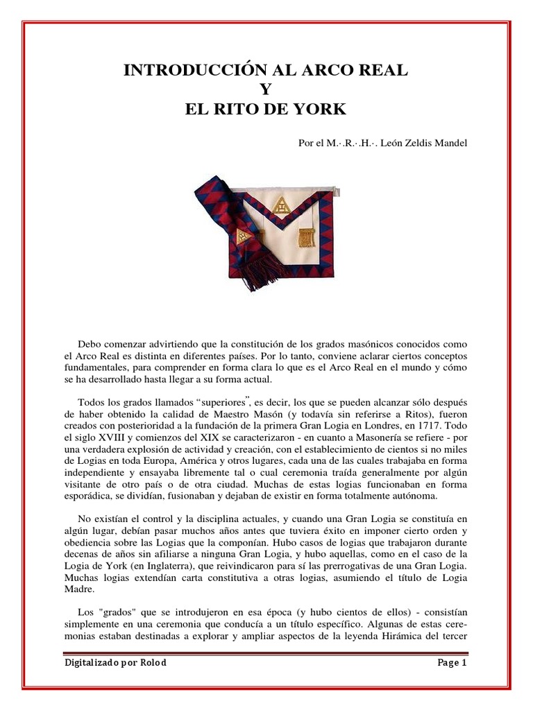 Introduccion A La Masoneria Del Rito York-2 | PDF | Masonería ...