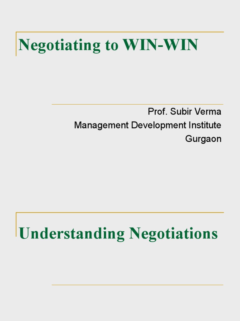 Negotiating To Win Win | PDF | Cognition | Negotiation