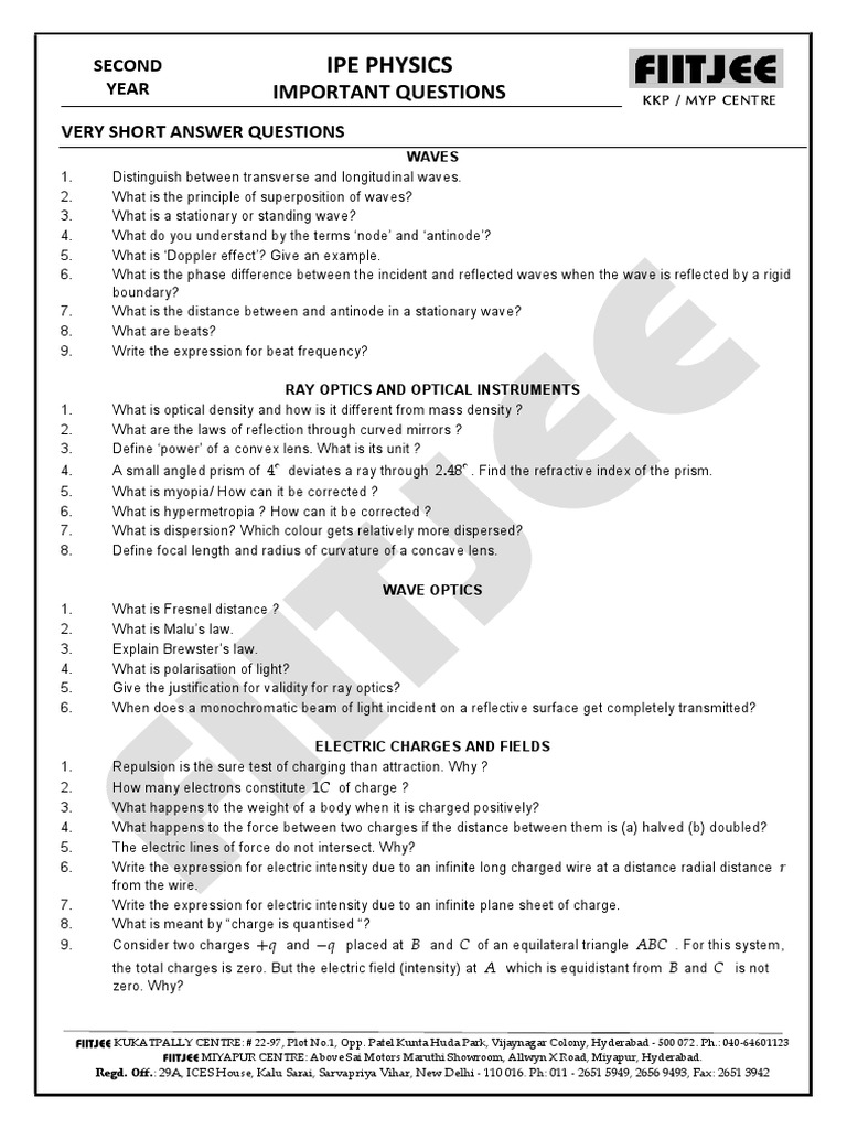 Important Physics Questions for IPE 2nd Year | PDF | Optics | P–N Junction