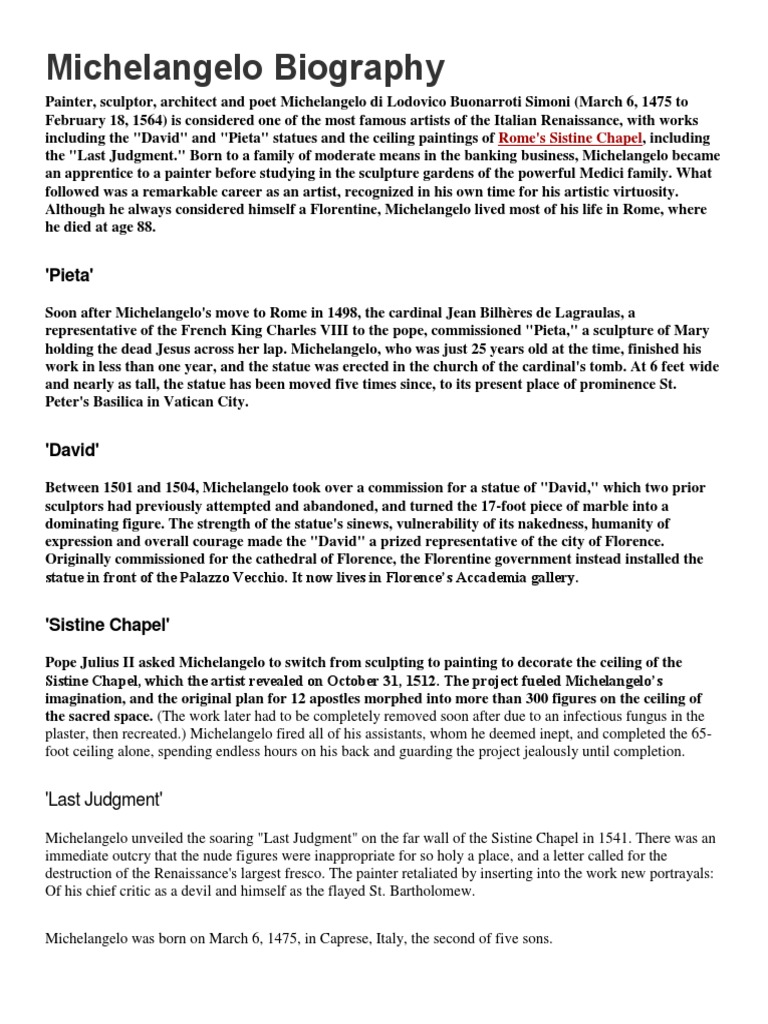 Michelangelo | PDF | Michelangelo | Sculpture