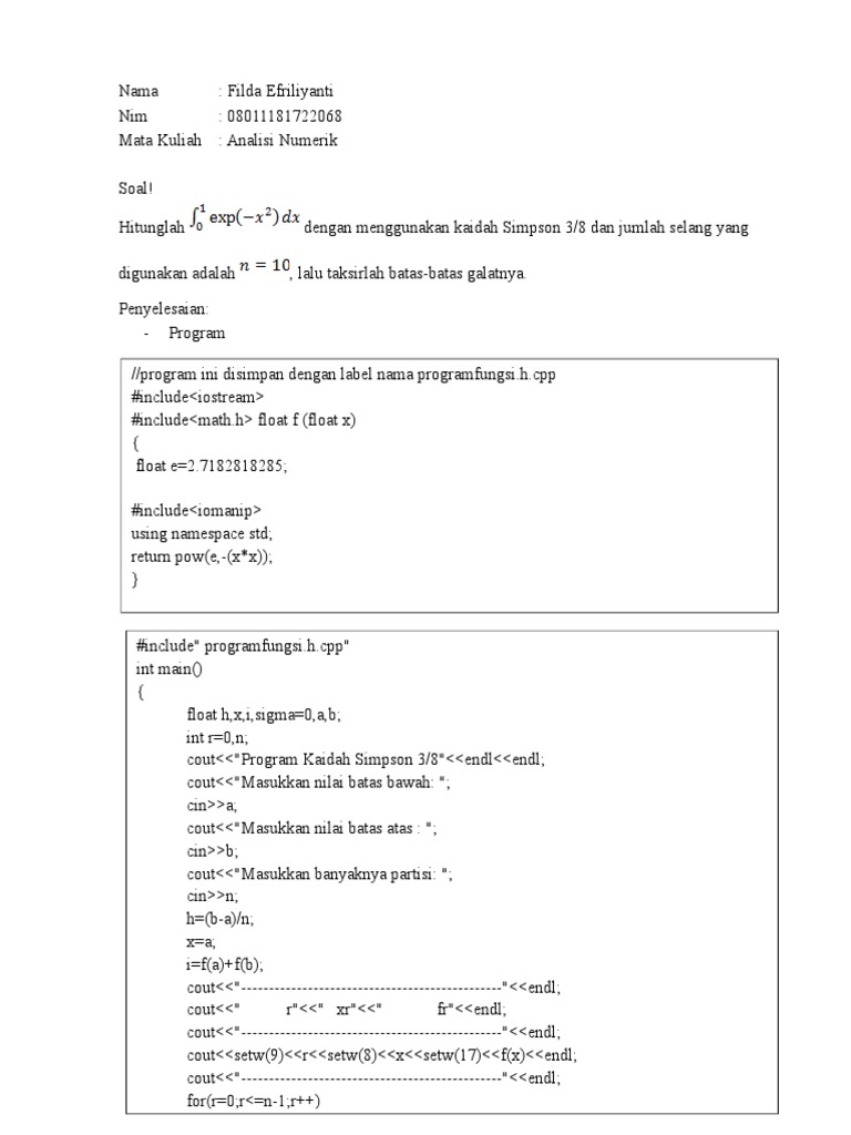 Metode Simpson 3/8 | PDF | Metode & Bahan Ajar
