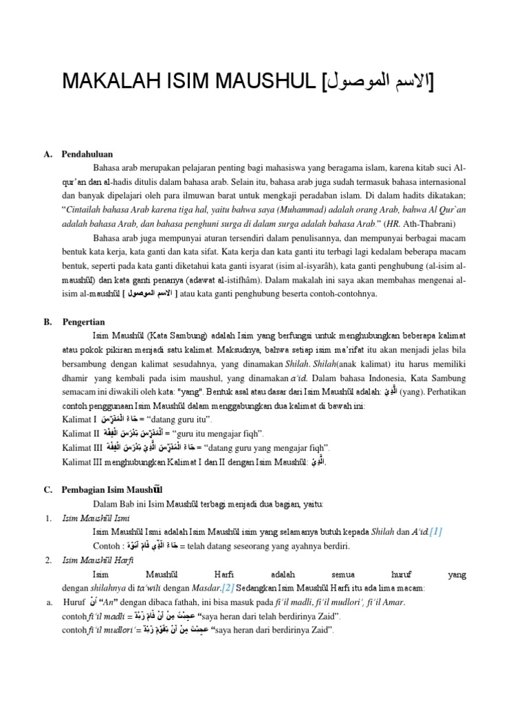 Contoh dan Pengertian Isim Maushul | PDF