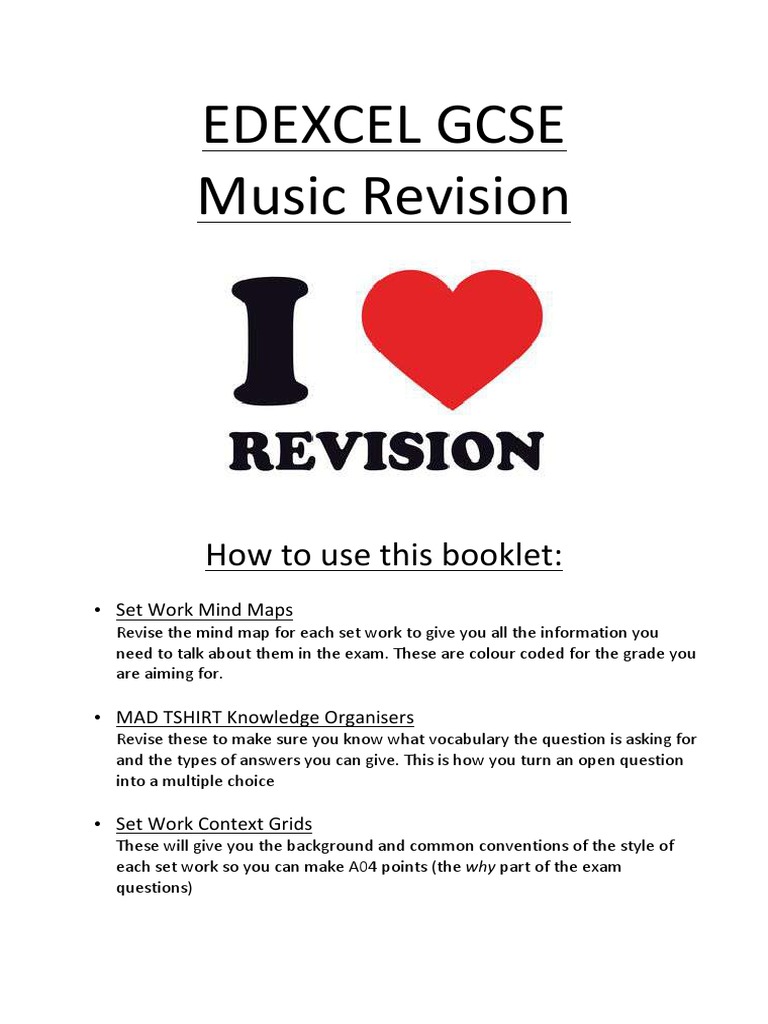 Edexcel GCSE Music Revision Guide | PDF | Song Structure | Tempo