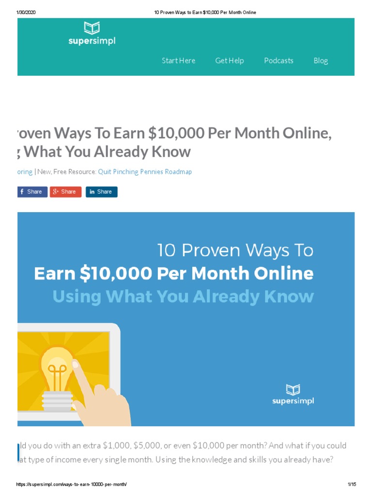 10 Proven Ways To Earn $10,000 Per Month Online | PDF | Etsy | Publishing