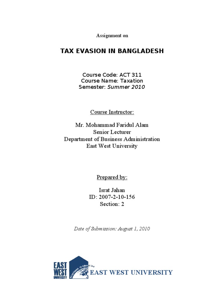 Tax Evasion in Bangladesh | PDF | Tax Evasion | Taxes