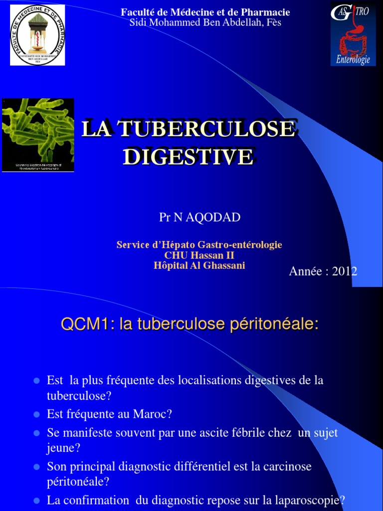 Tuberculose digestive : péritonéale et intestinale | PDF | Péritoine ...
