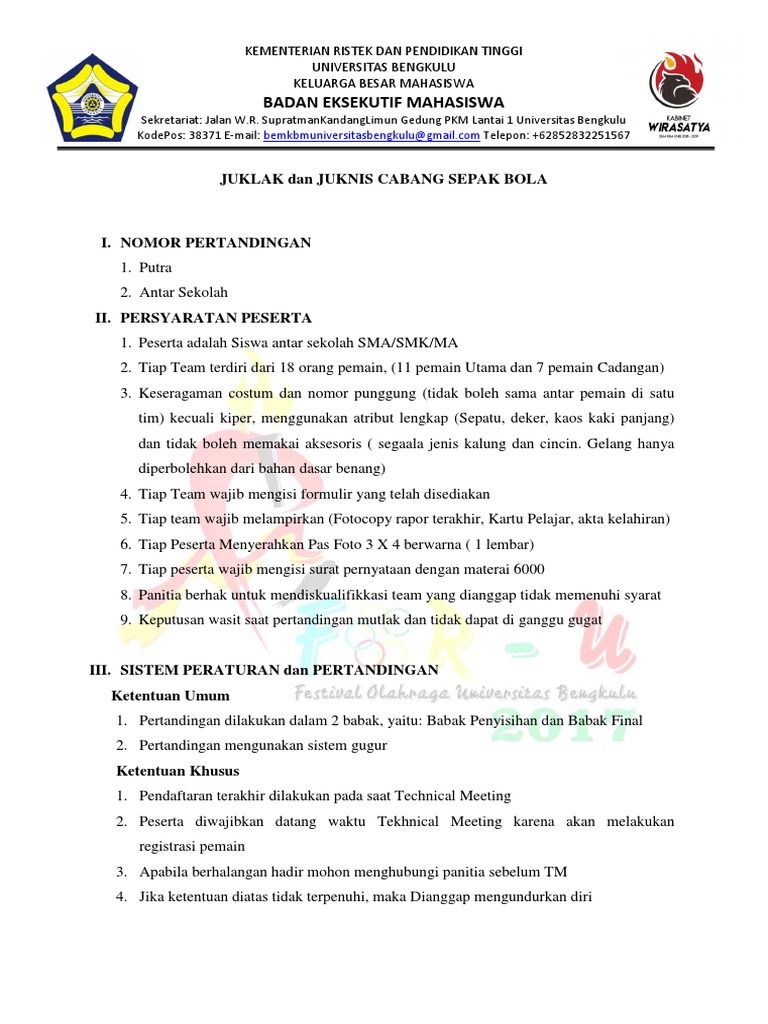 Juklak Juknis For-U Sepak Bola | PDF | Olahraga & Rekreasi