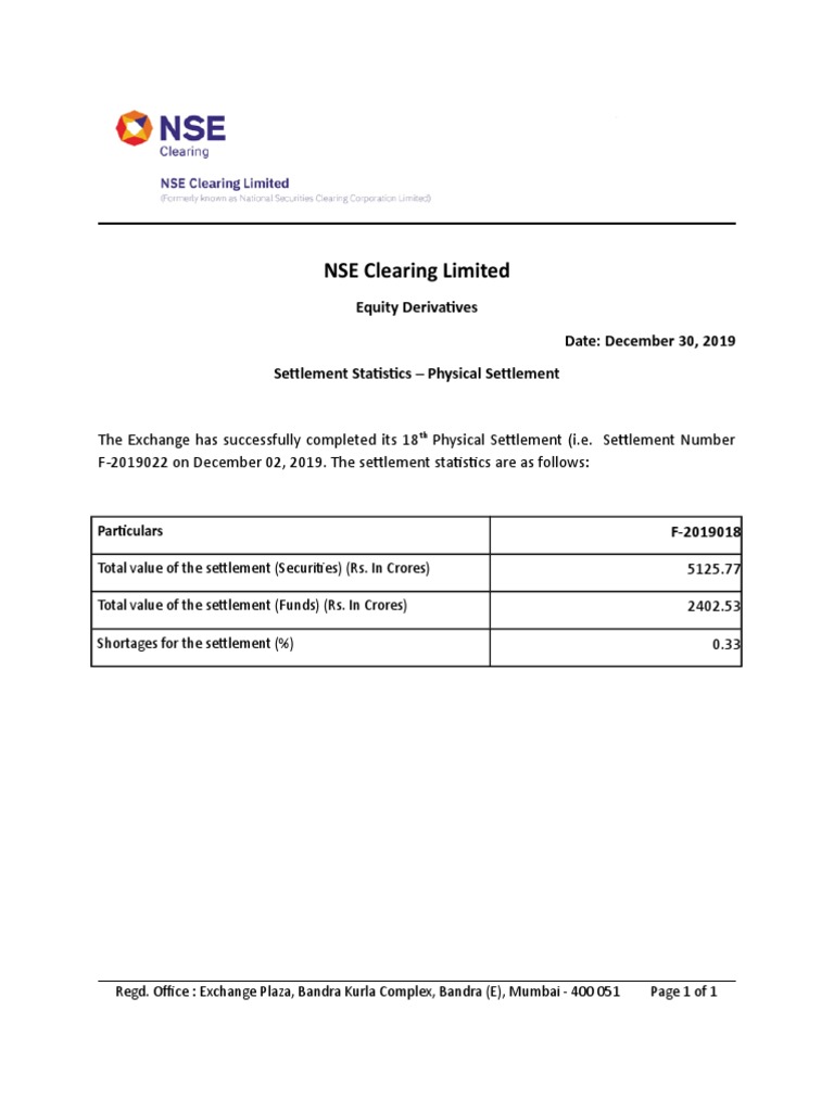 Daily Settlement Statistics F | PDF | Finance & Money Management