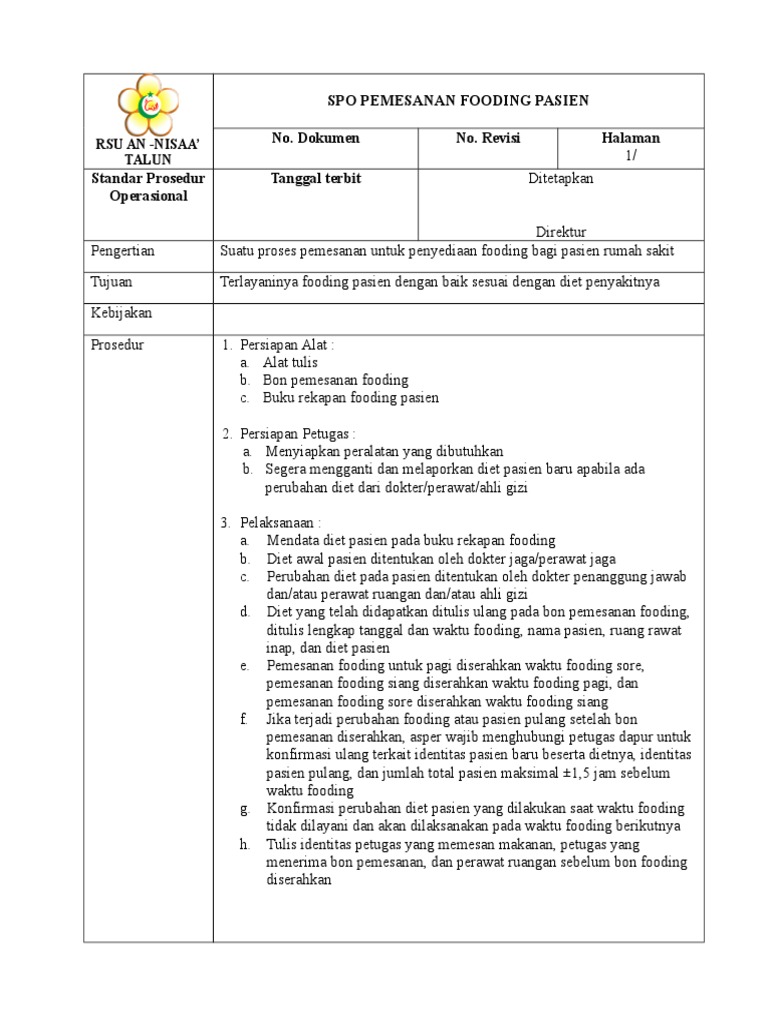 Spo Pemesanan Diet | PDF