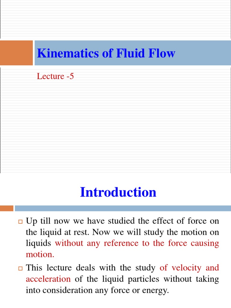 Lecture-5-Kinematics of Fluid Flow | PDF | Laminar Flow | Fluid Dynamics