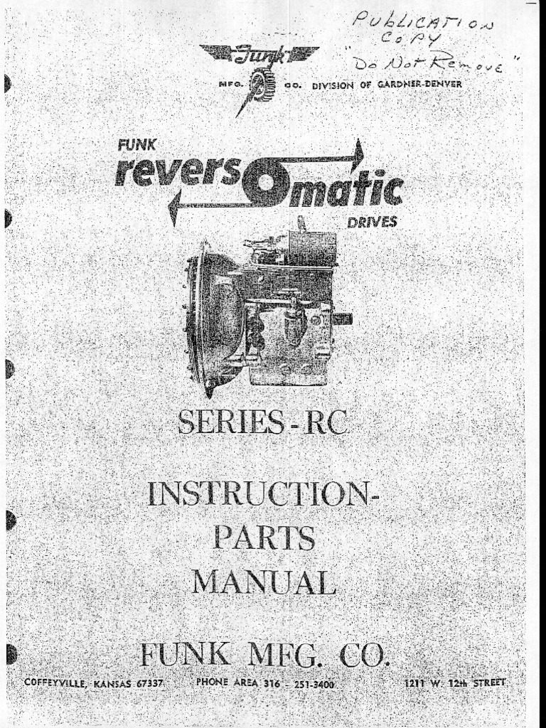Funk Revers-O-Matic Parts Manual - Series RC | PDF