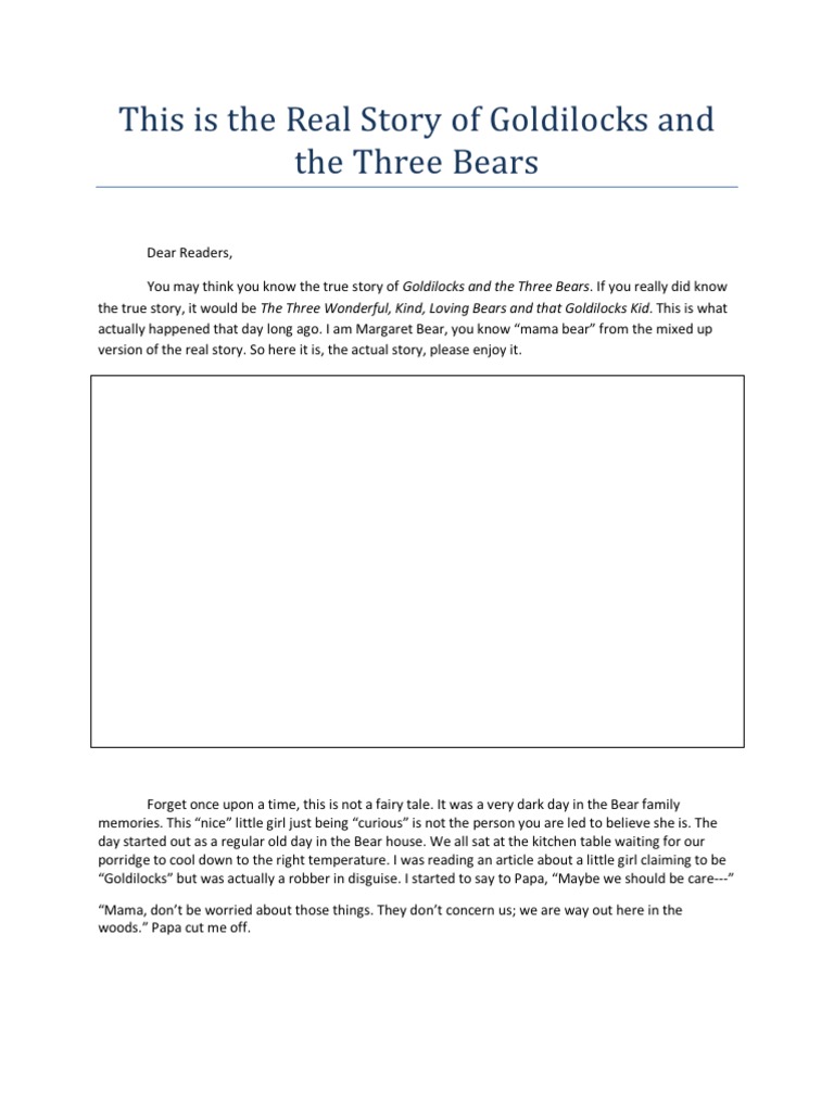 This Is The Real Story of Goldilocks and The Three Bears | PDF ...