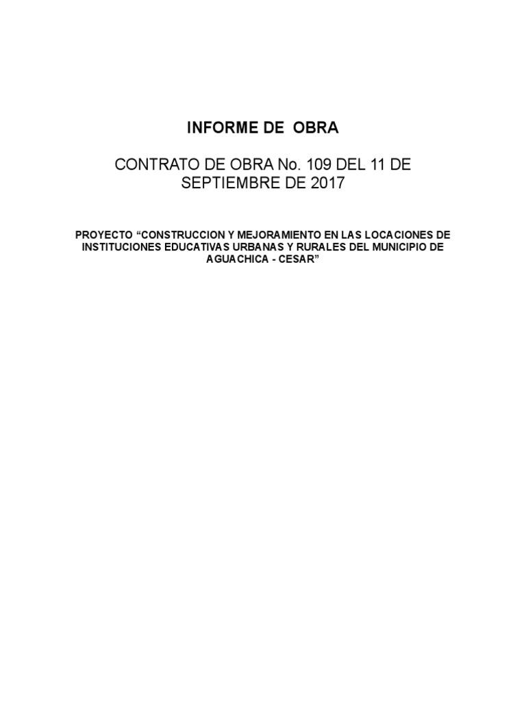 Modelo de Informe de Avance de Obra. | PDF | Fundación (Ingeniería ...