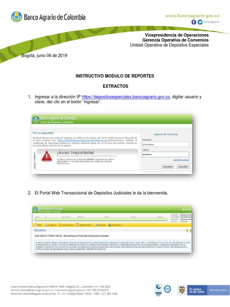 Instructivo Modulo Reportes Portal Web Banco Agrario | PDF | Microsoft ...