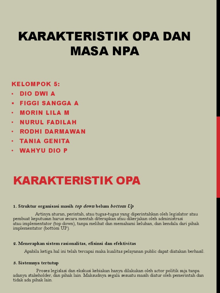 Karakteristik OPA Dan NPA | PDF