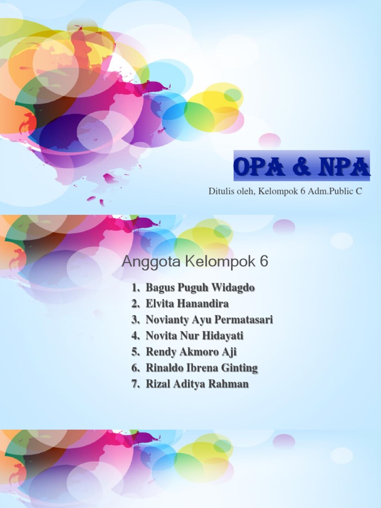 Karakteristik OPA & OPA Ke NPA | PDF