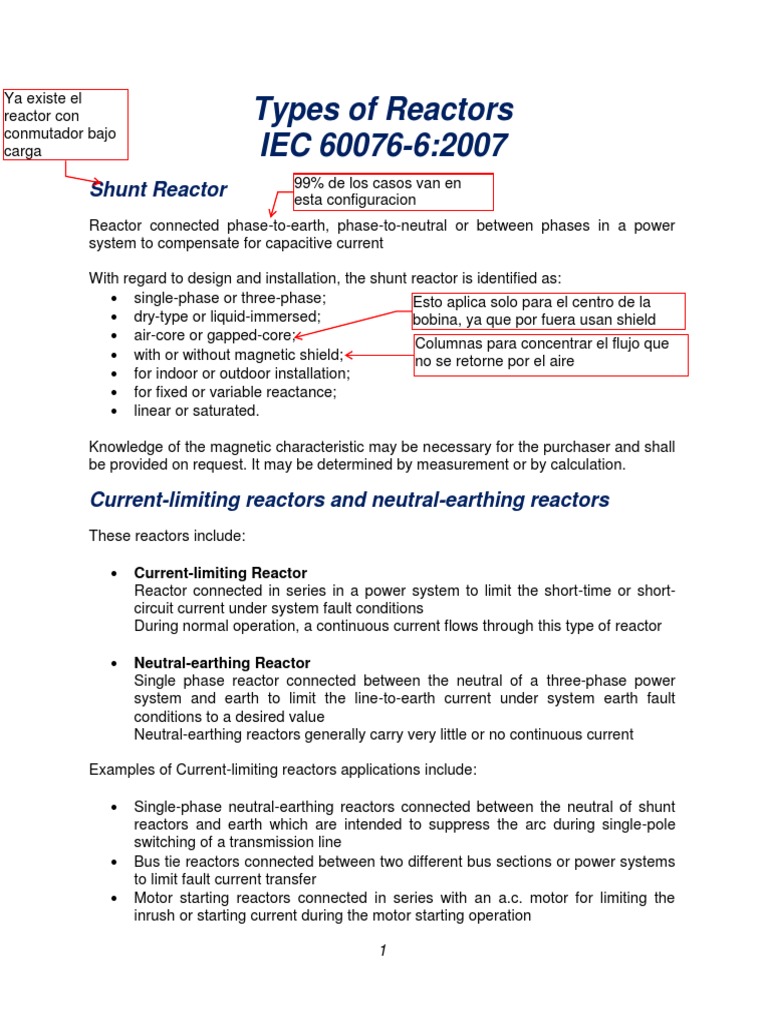 09.01 Types of Reactors | PDF | Inductor | Electric Power System