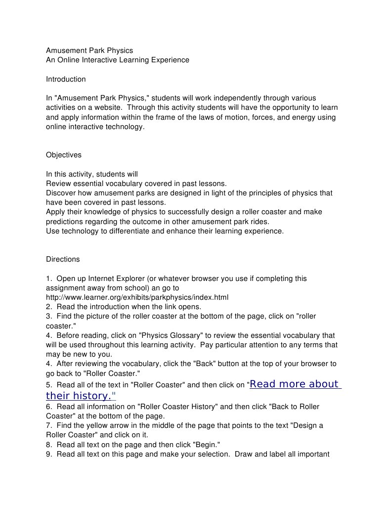 Amusement Park Physics | PDF | Amusement Park | Physics