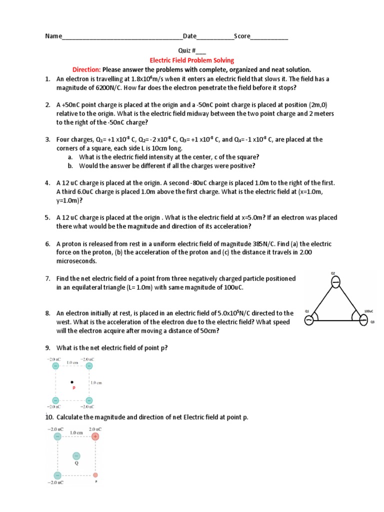 Quiz Module 4 Electric Field | PDF | Science & Mathematics