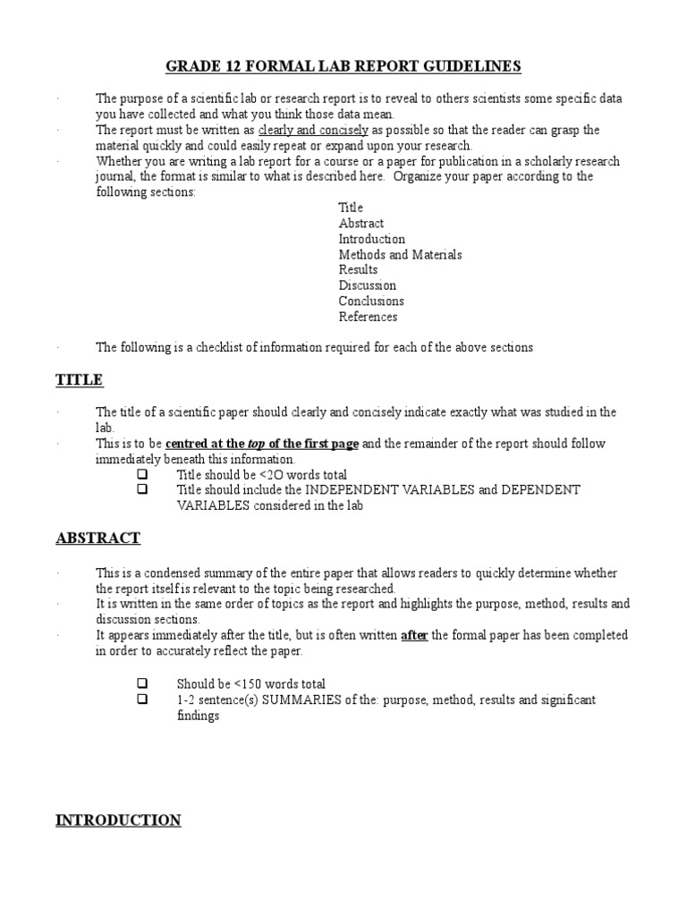 Lab Reports Grade 12 | PDF | Citation | Data