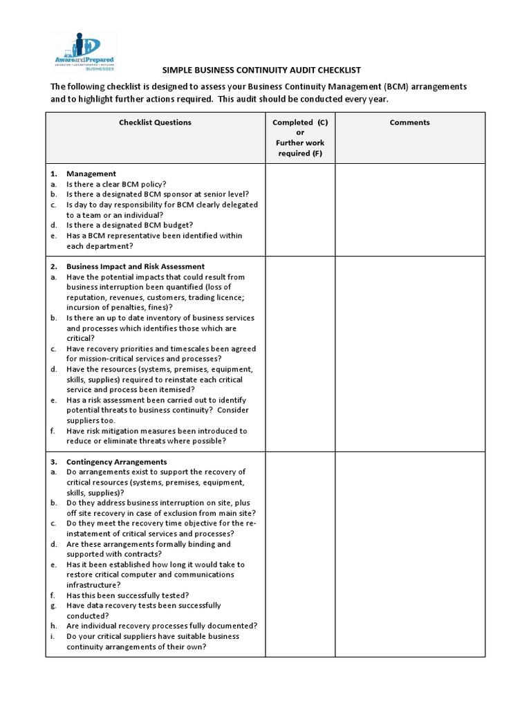 BCAW2015 Simple Audit Checklist PDF | PDF | Business | Economies