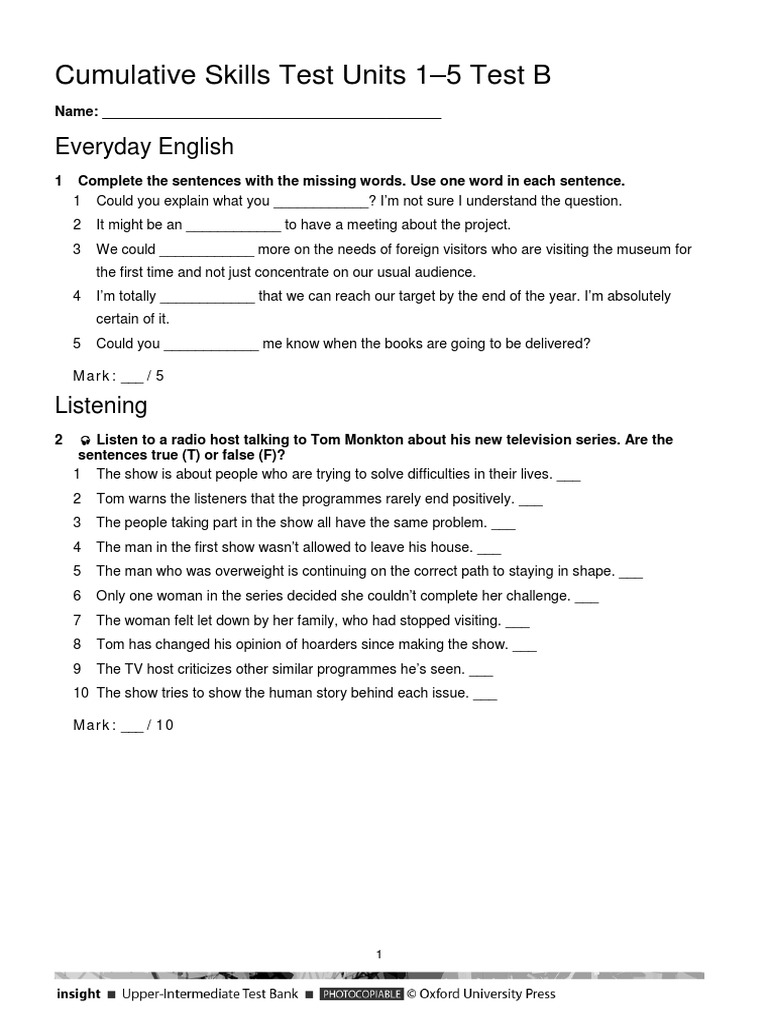 Cumulative Skills Test Units 1-5 | PDF | Mountaineering